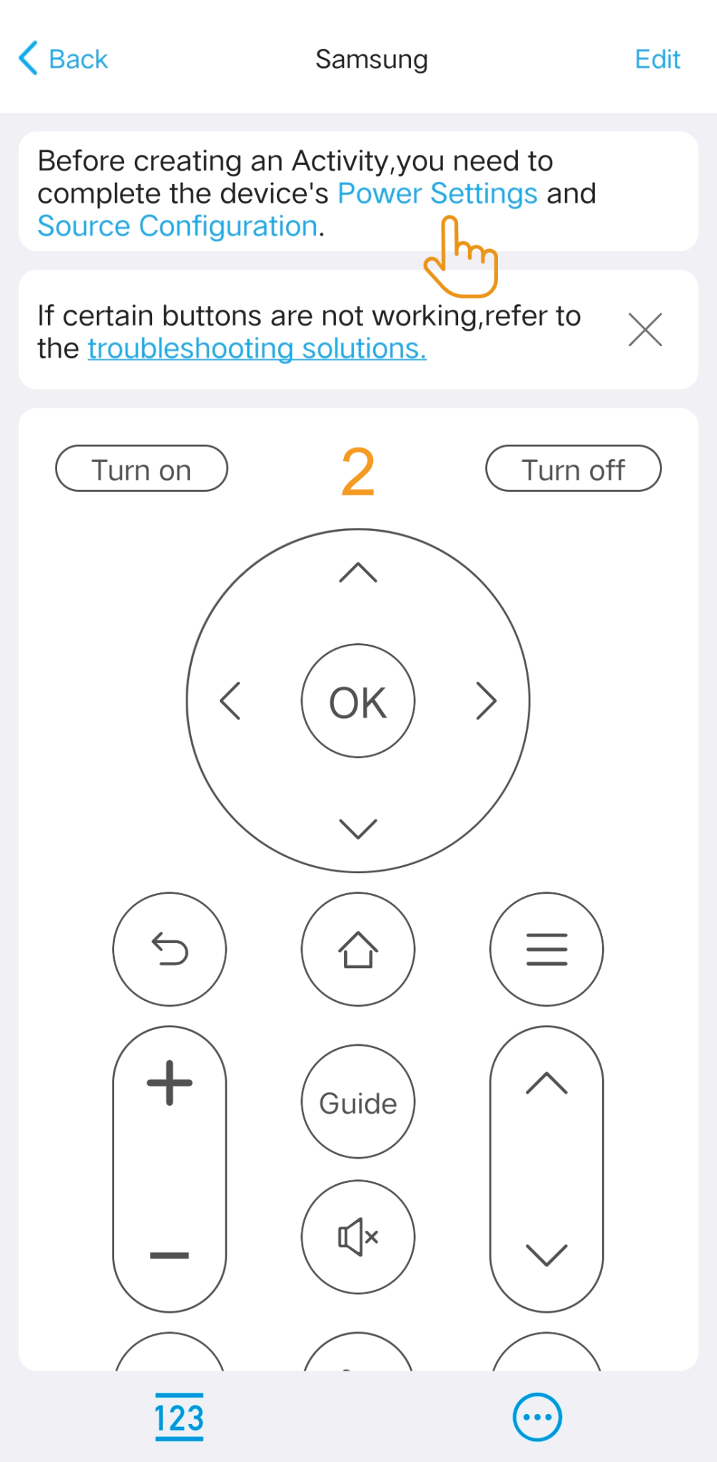 X2-Power On/Off Settings - Sofabaton Universal Remote